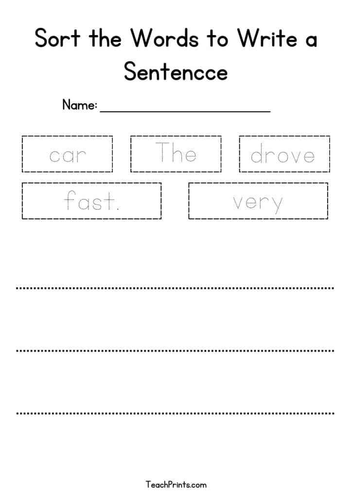 17 Sentence Practice Worksheets - Free to Print - Teach Prints