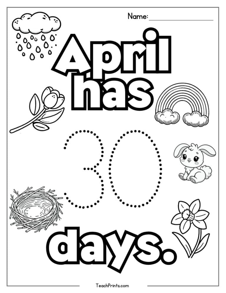 April Worksheets - 8 Free PDF Printables - Teach Prints