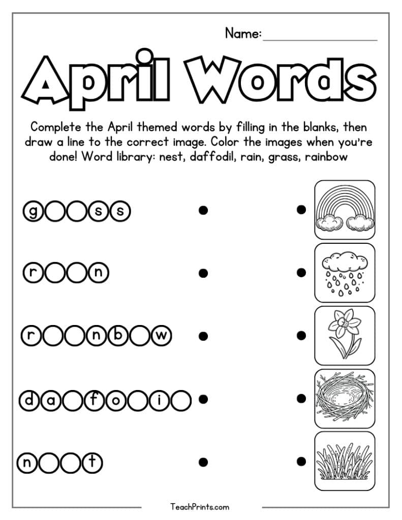 April Worksheets - 8 Free PDF Printables - Teach Prints