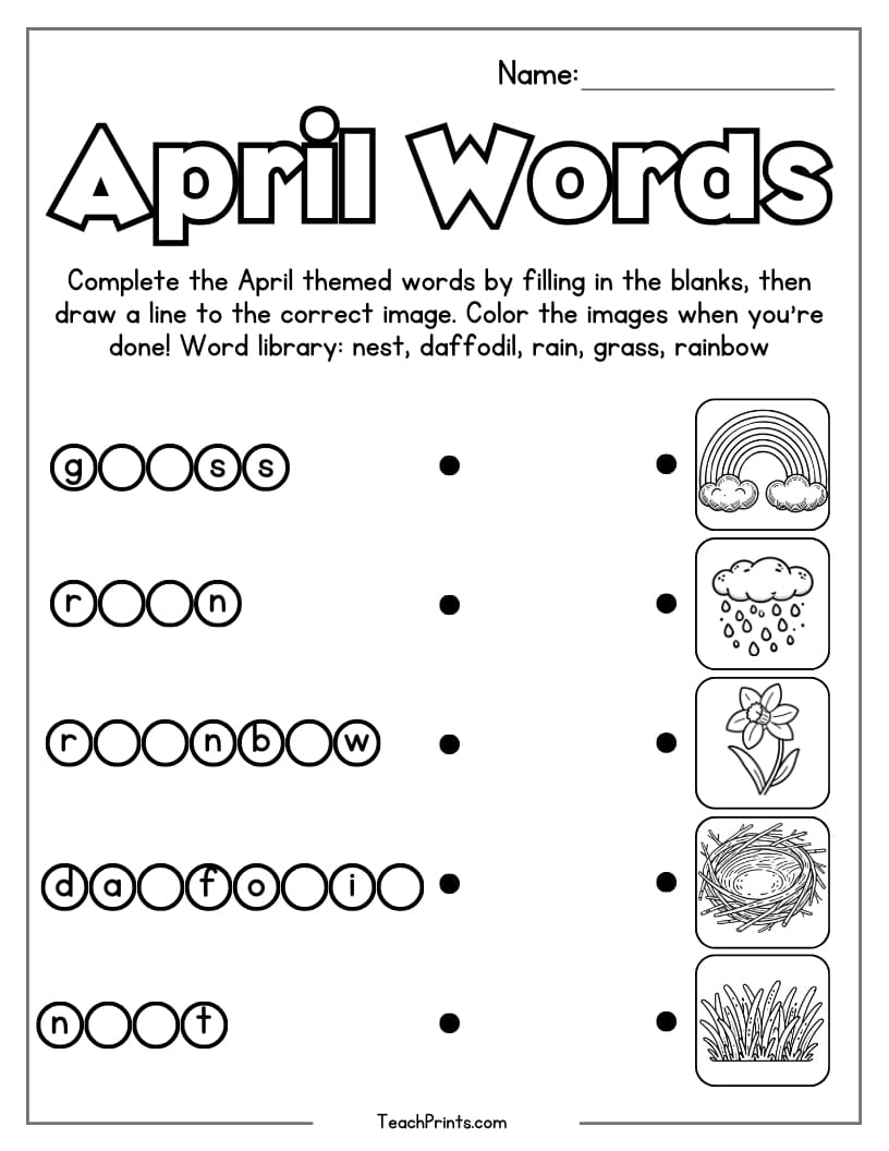 April Worksheets - 8 Free PDF Printables - Teach Prints