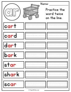 11 'ar' Worksheets - Free PDF Printables - Teach Prints