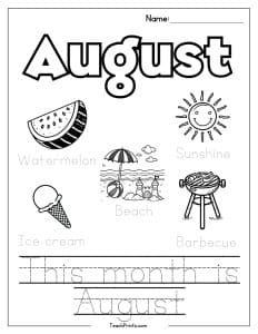 August Worksheets - 8 Free PDF Printables - Teach Prints