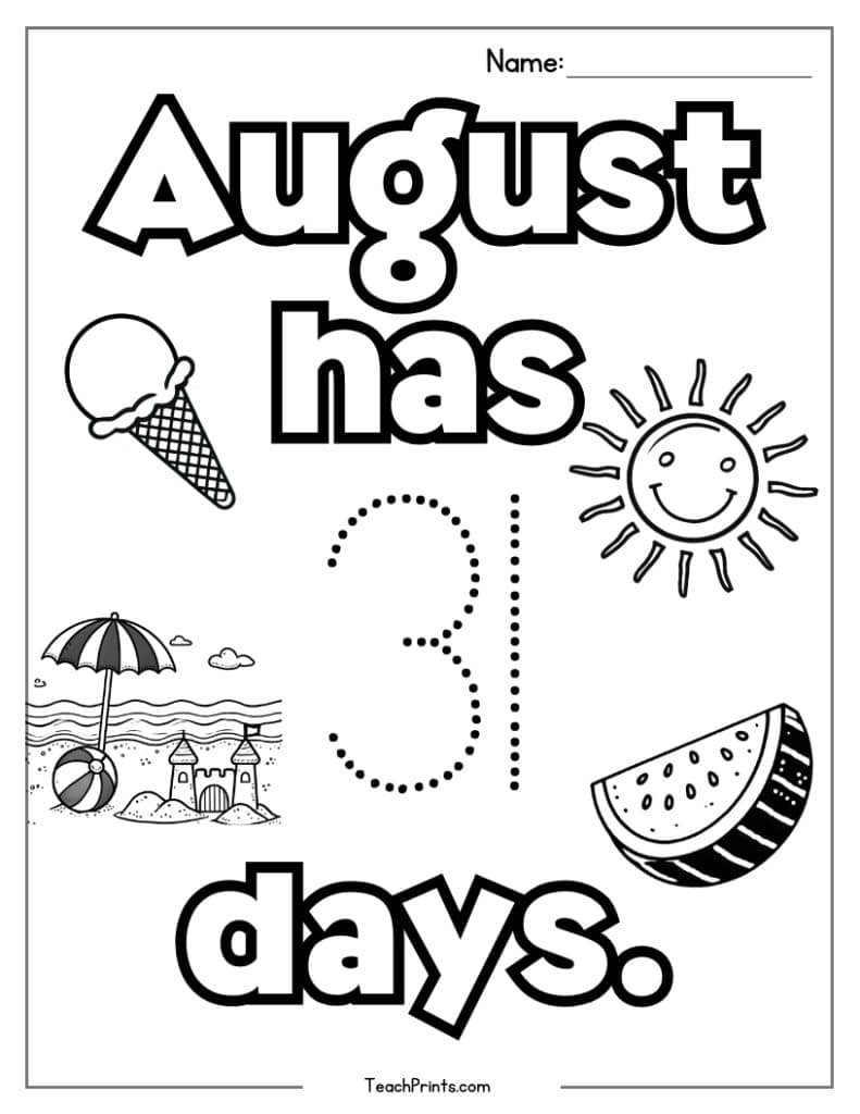 August Worksheets - 8 Free PDF Printables - Teach Prints