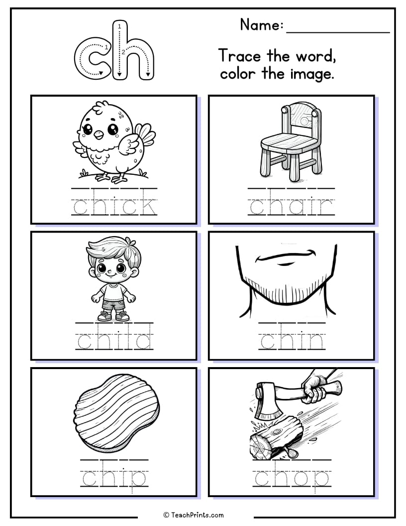 Ch Worksheets - Free PDF Printables - Teach Prints