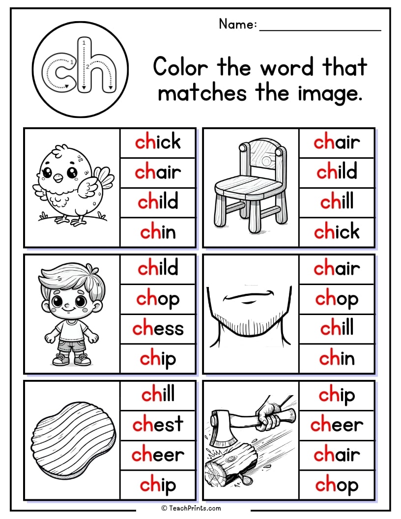 Ch Worksheets - Free PDF Printables - Teach Prints