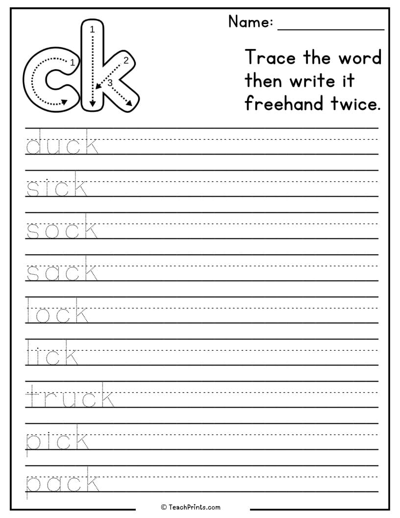 Ck Worksheets - Free PDF Printables - Teach Prints