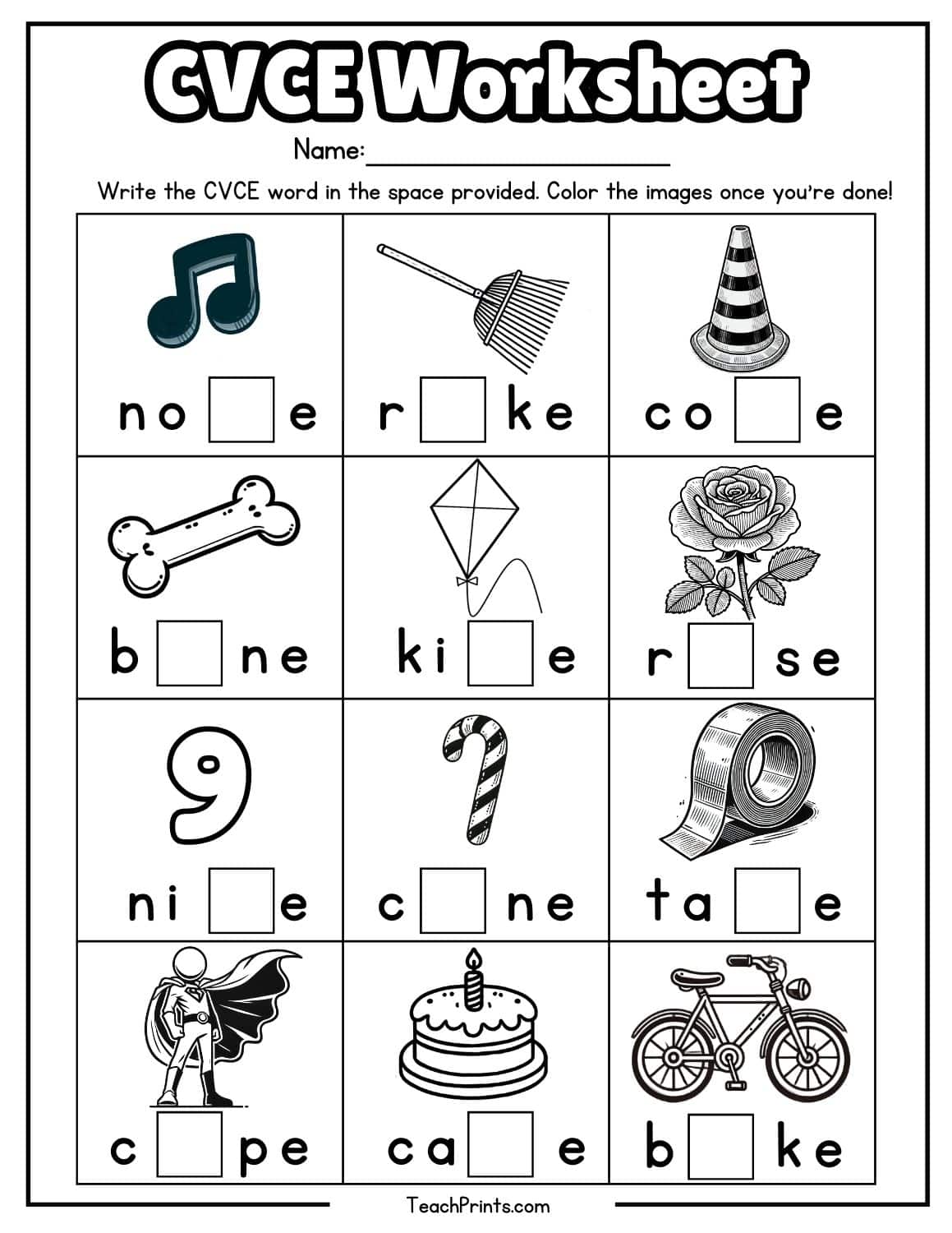 CVCE Worksheets - 9 Free PDF Printables - Teach Prints