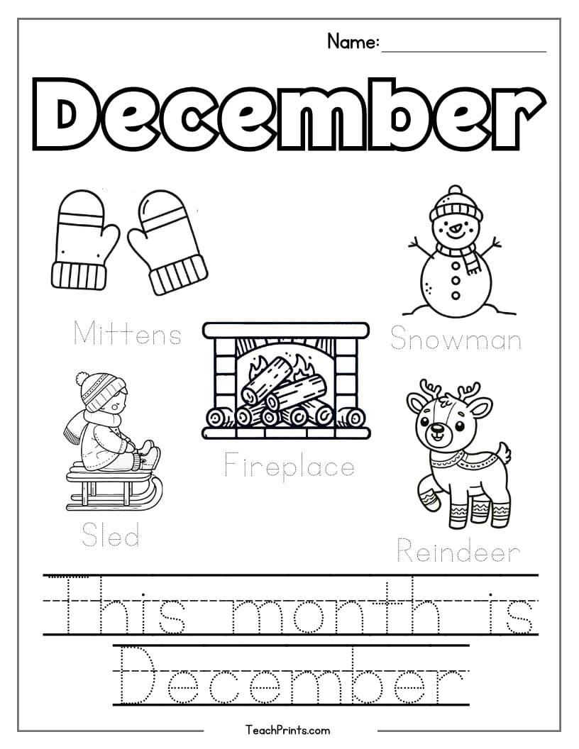 December Worksheets - 8 Free PDF Printables - Teach Prints