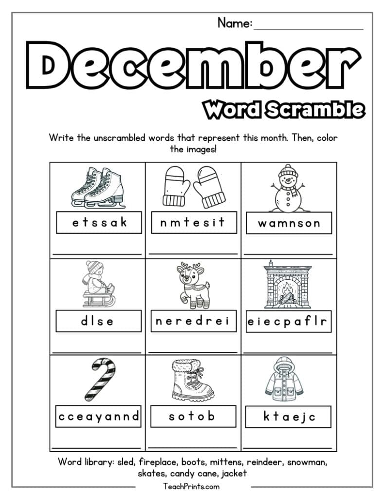 December Worksheets - 8 Free PDF Printables - Teach Prints