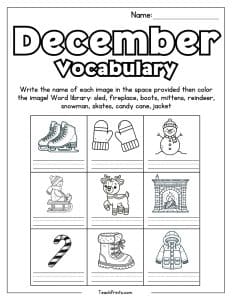 December Worksheets - 8 Free PDF Printables - Teach Prints