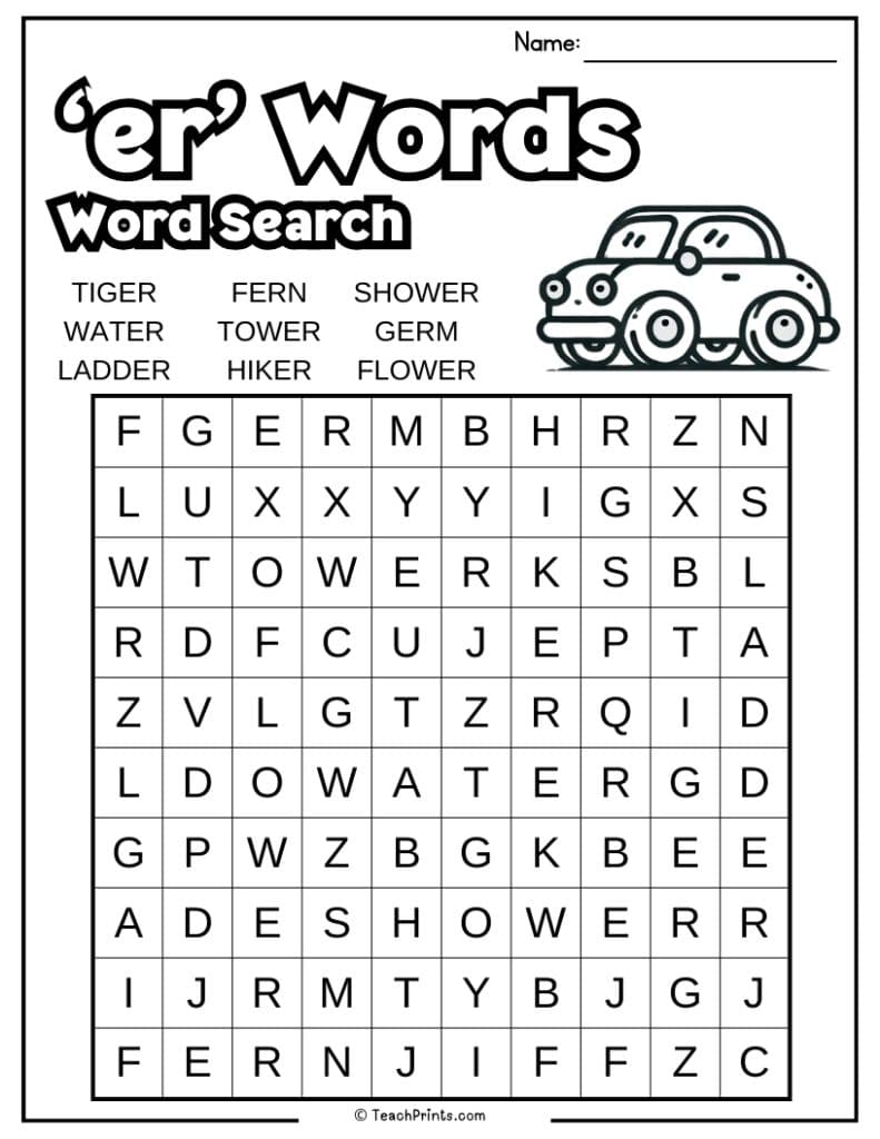 11 'er' Worksheets - Free PDF Printables - Teach Prints