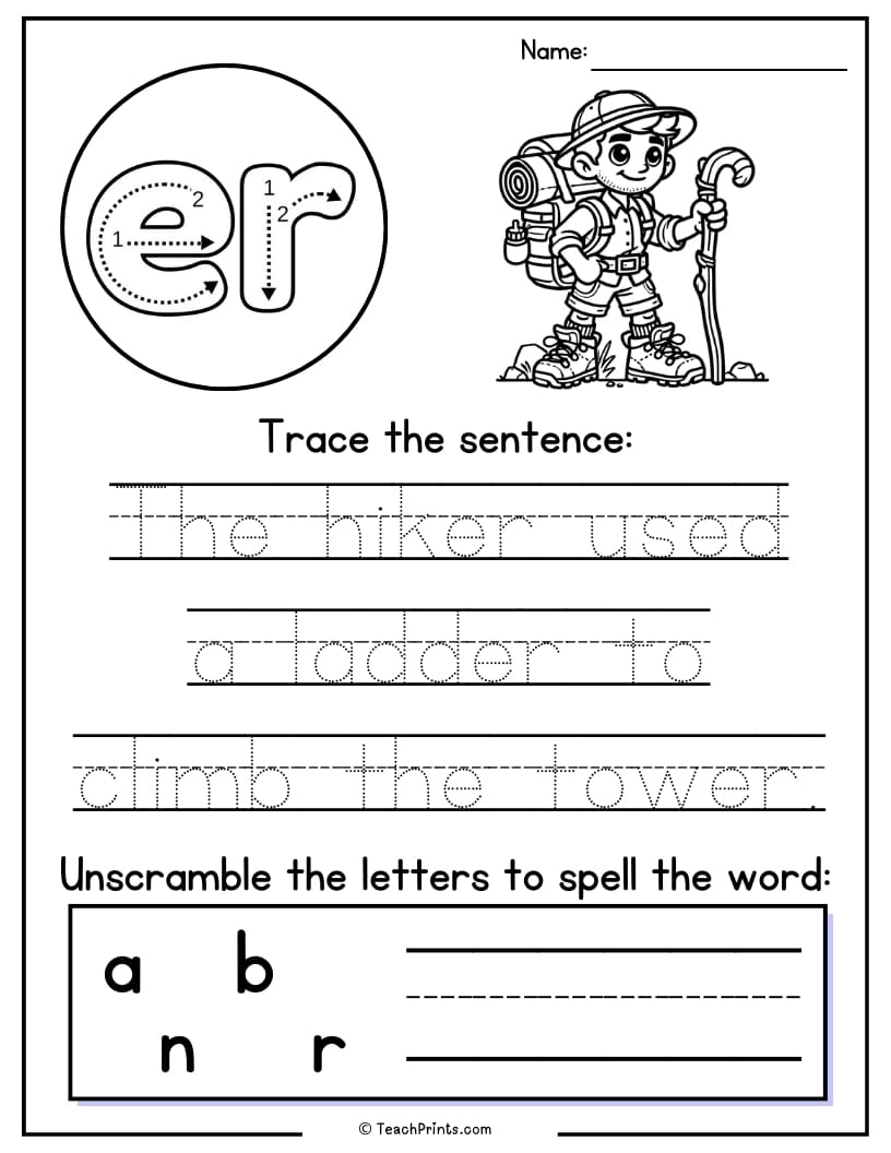 11 'er' Worksheets - Free PDF Printables - Teach Prints