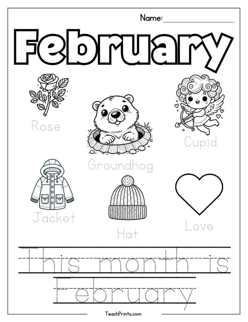 February Worksheets - 7 Free PDF Printables - Teach Prints