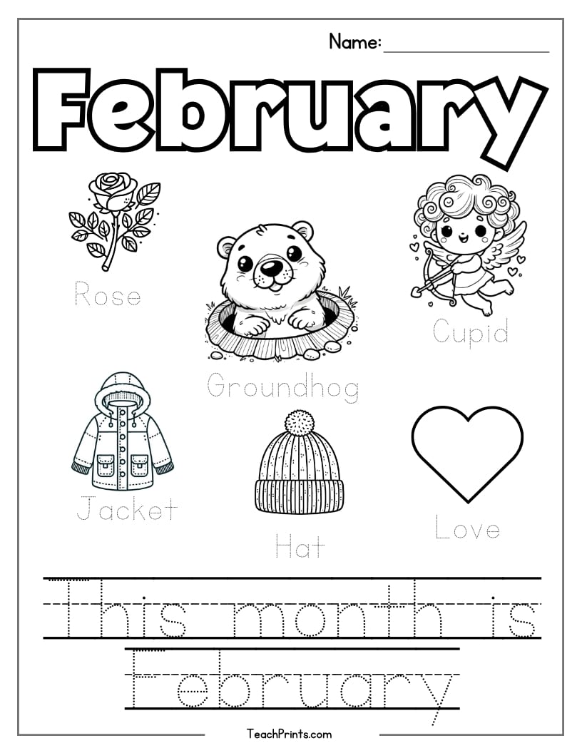 February Worksheets - 7 Free PDF Printables - Teach Prints