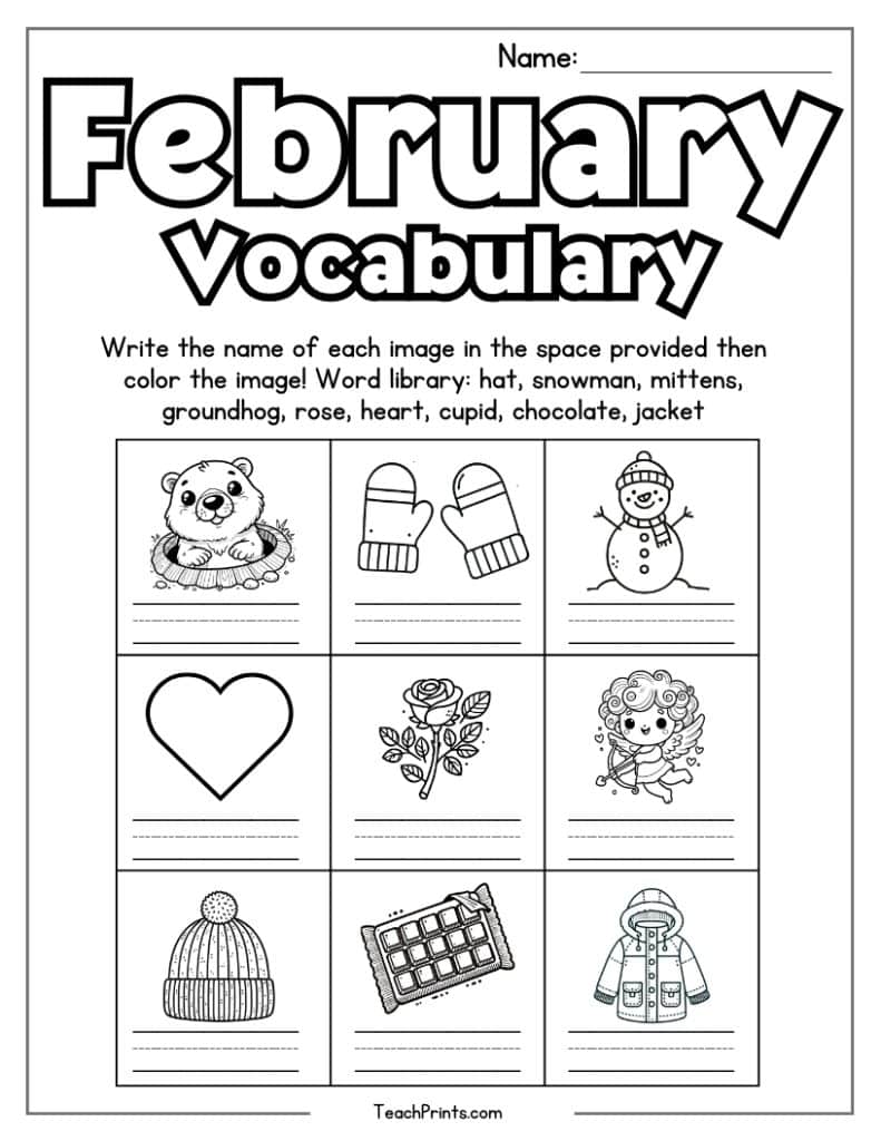 February Worksheets - 7 Free PDF Printables - Teach Prints