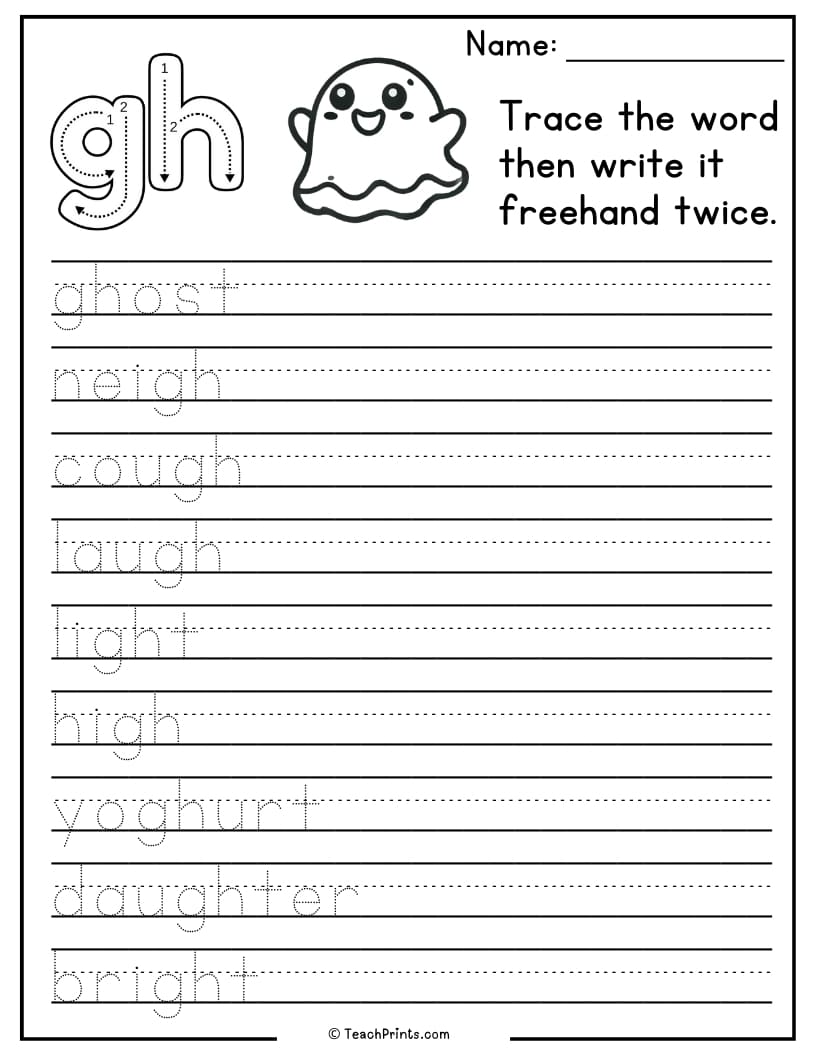 Gh Worksheets - Free PDF Printables - Teach Prints
