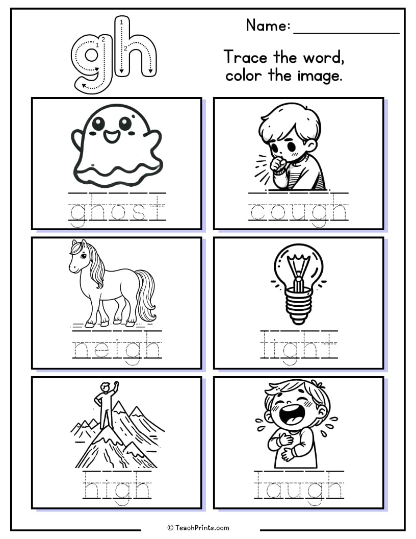 Gh Worksheets - Free PDF Printables - Teach Prints