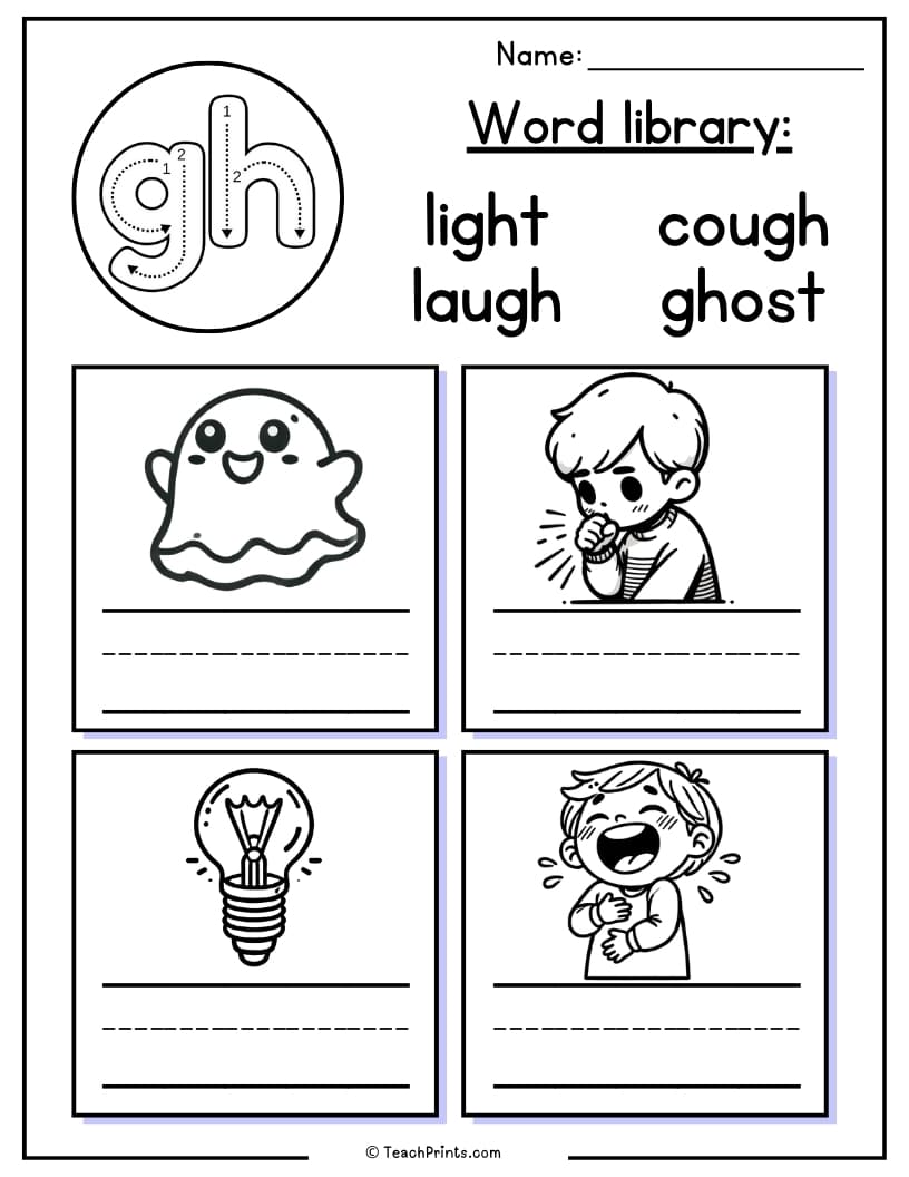 Gh Worksheets - Free PDF Printables - Teach Prints