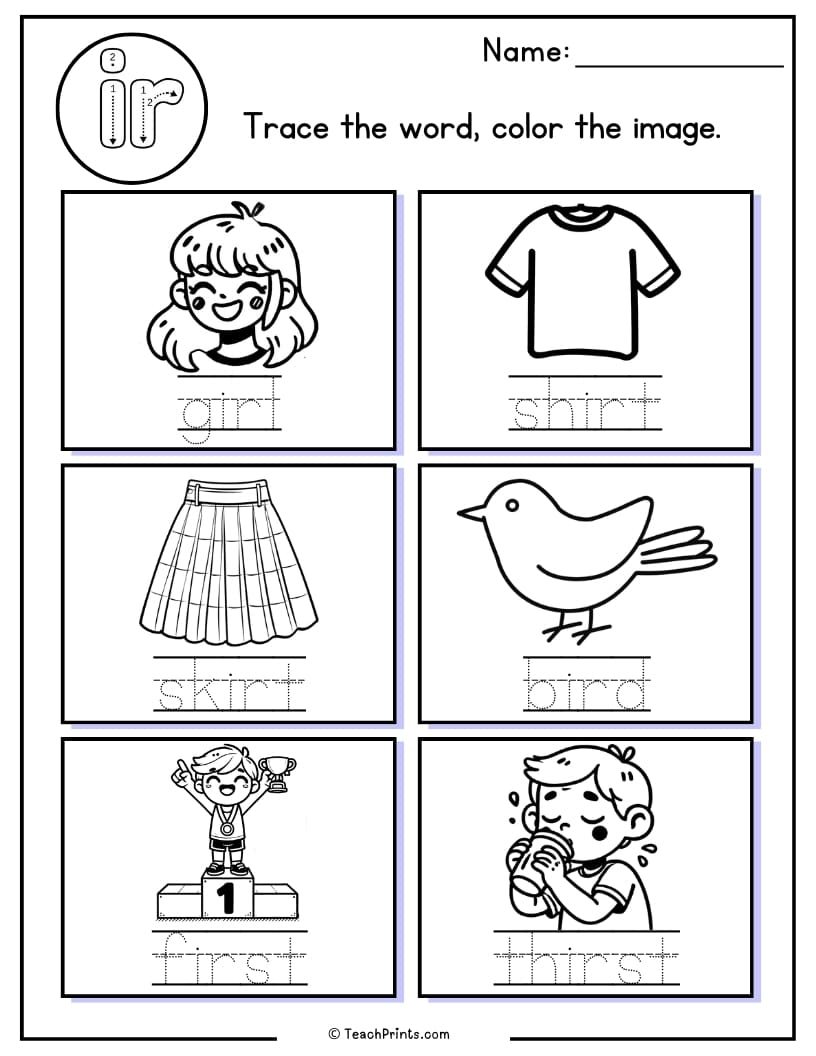 11 'ir' Worksheets - Free PDF Printables - Teach Prints