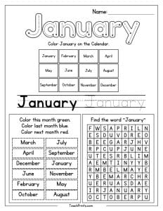 January Worksheets - 8 Free PDF Printables - Teach Prints