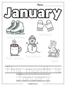 January Worksheets - 8 Free PDF Printables - Teach Prints