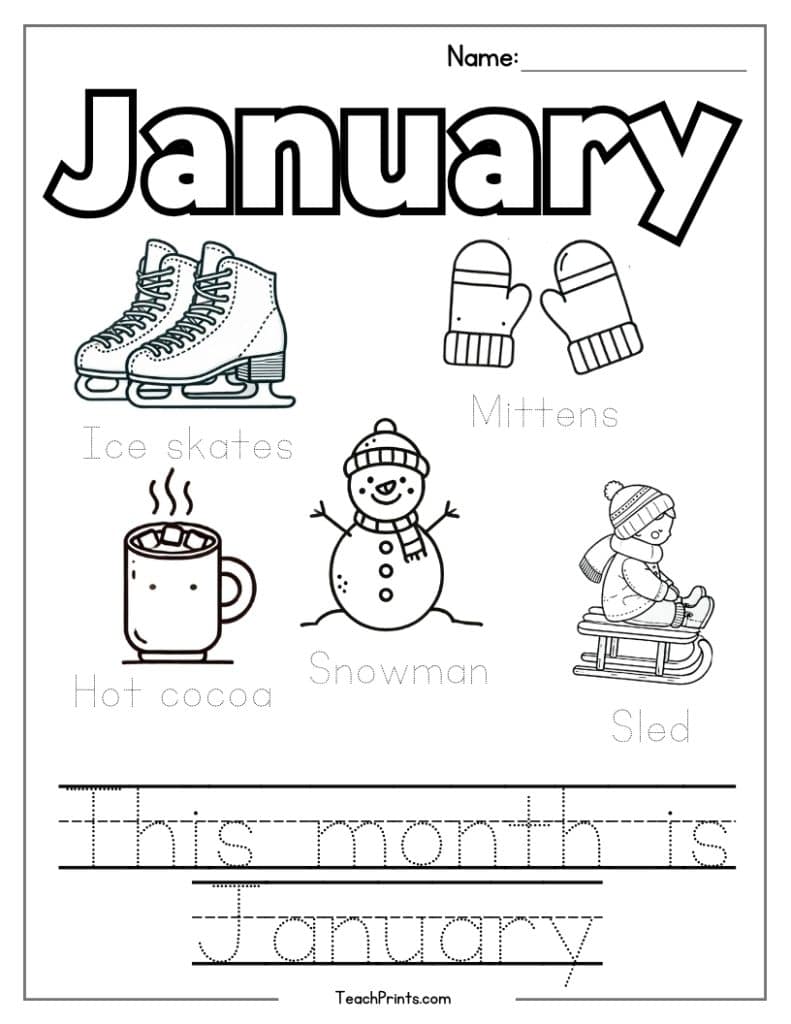 January Worksheets - 8 Free PDF Printables - Teach Prints