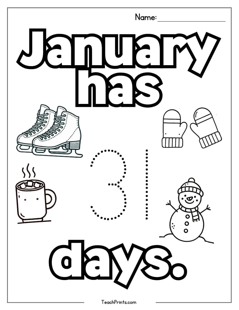 January Worksheets - 8 Free PDF Printables - Teach Prints