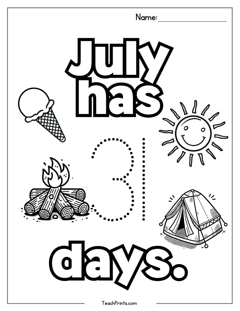 July Worksheets - 8 Free PDF Printables - Teach Prints