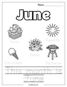 June Worksheets - 8 Free PDF Printables - Teach Prints