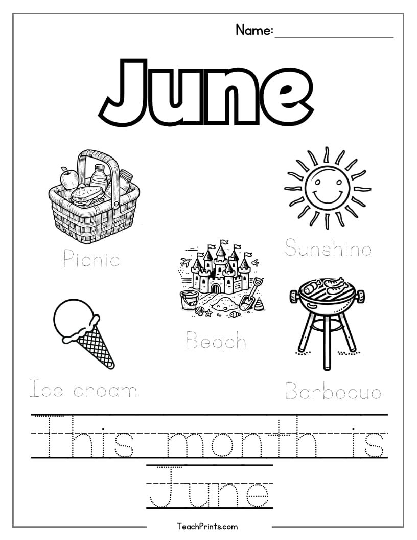 June Worksheets - 8 Free PDF Printables - Teach Prints