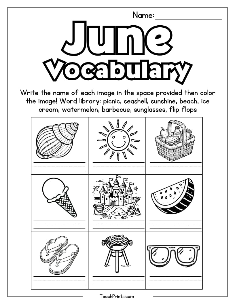 June Worksheets - 8 Free PDF Printables - Teach Prints