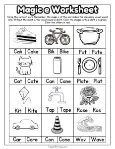 13 Magic E Worksheets - Free PDF Printables - Teach Prints