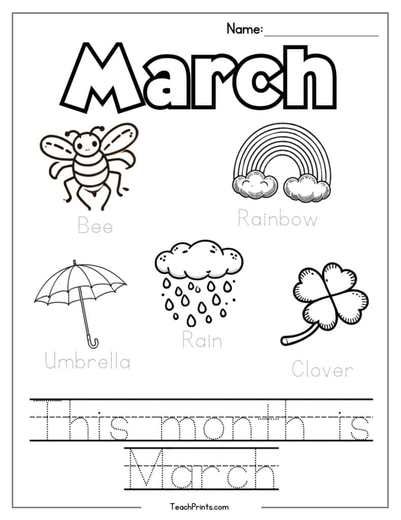 March Worksheets - 8 Free PDF Printables - Teach Prints