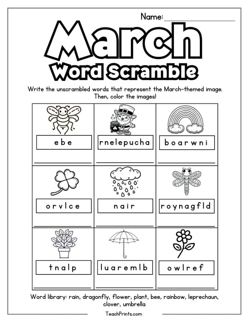 March Worksheets - 8 Free PDF Printables - Teach Prints