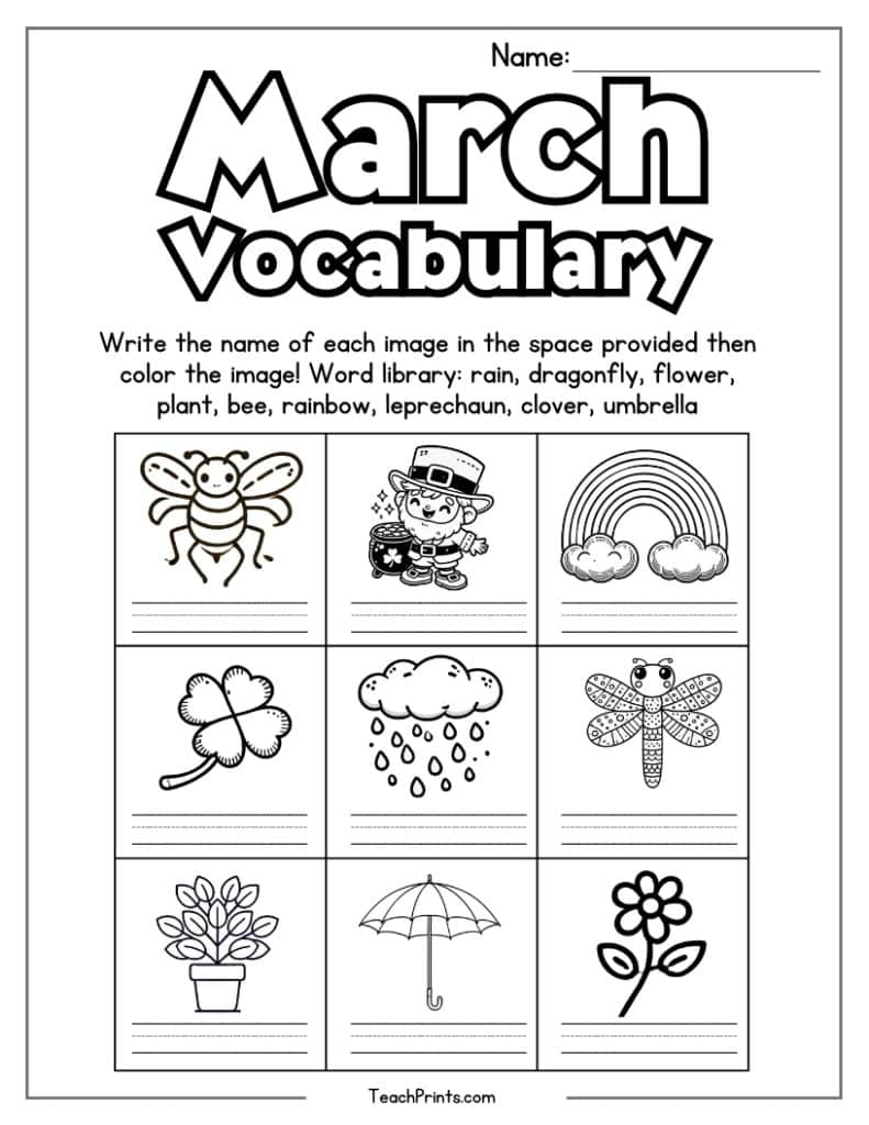 March Worksheets - 8 Free PDF Printables - Teach Prints