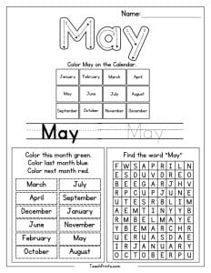 May Worksheets - 8 Free PDF Printables - Teach Prints