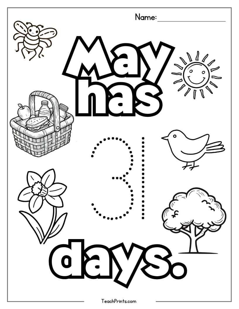 May Worksheets - 8 Free PDF Printables - Teach Prints