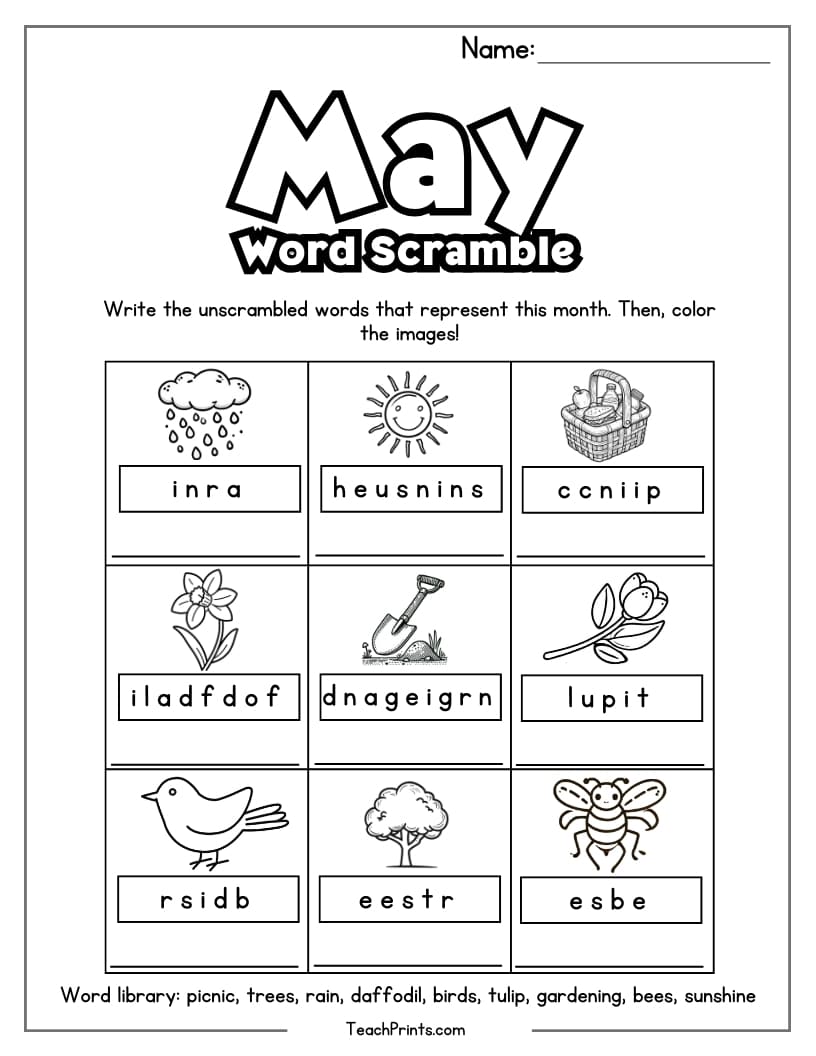 May Worksheets - 8 Free PDF Printables - Teach Prints