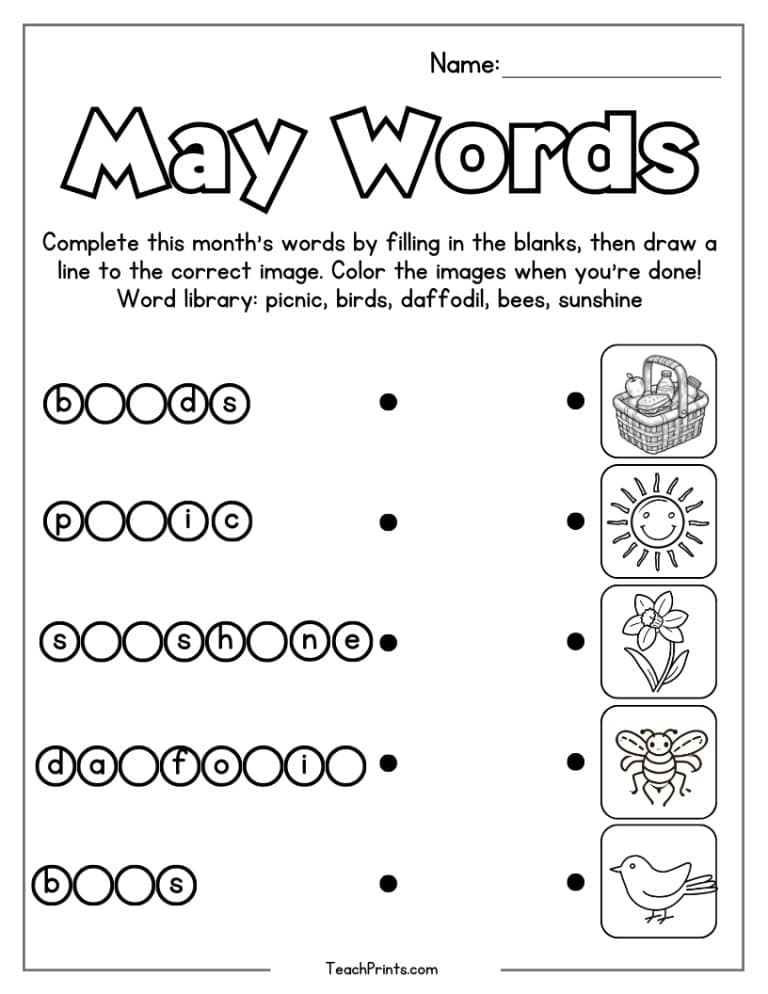 May Worksheets - 8 Free PDF Printables - Teach Prints