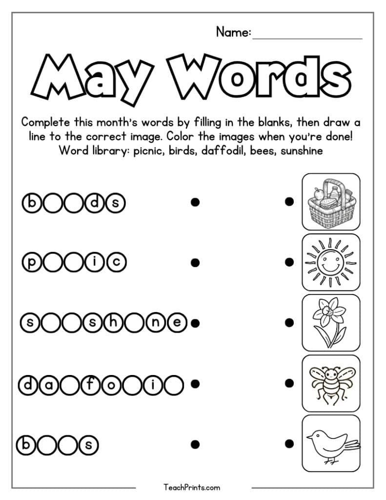 May Worksheets - 8 Free PDF Printables - Teach Prints