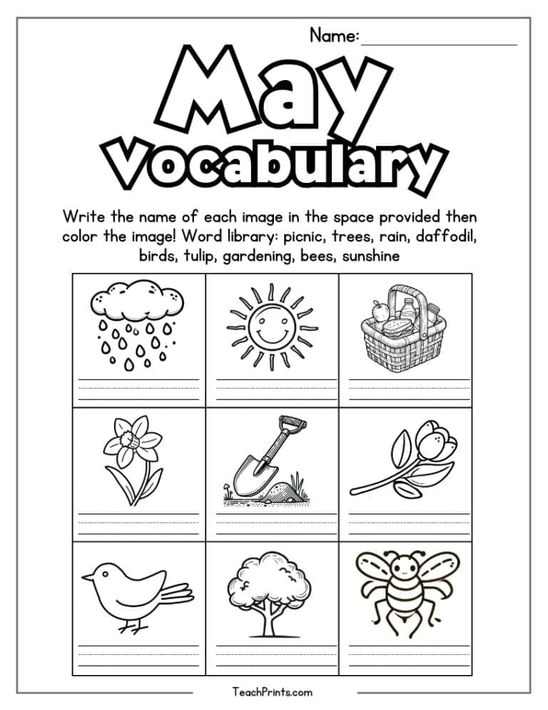 May Worksheets - 8 Free PDF Printables - Teach Prints