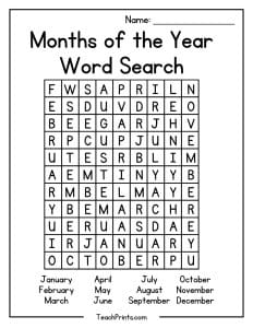 Months of the Year Worksheets - Free PDF Printables - Teach Prints