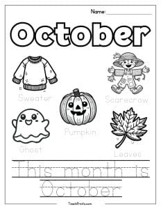 October Worksheets - 8 Free PDF Printables - Teach Prints