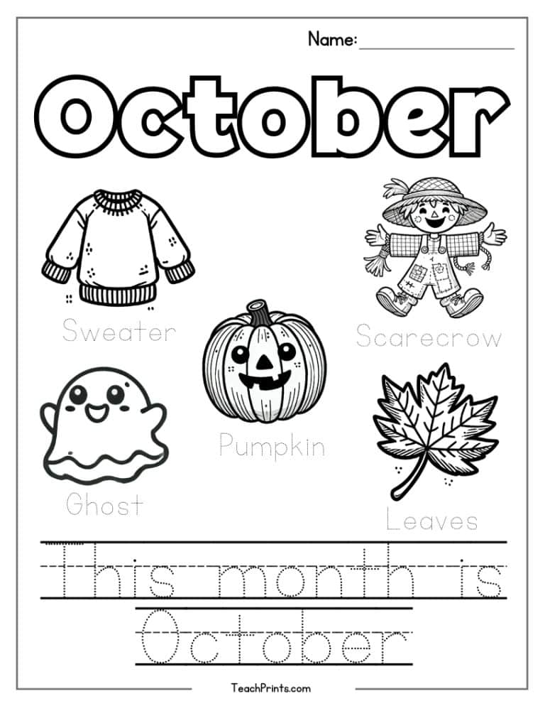 October Worksheets - 8 Free PDF Printables - Teach Prints