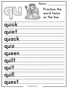 Qu Worksheets - Free PDF Printables - Teach Prints