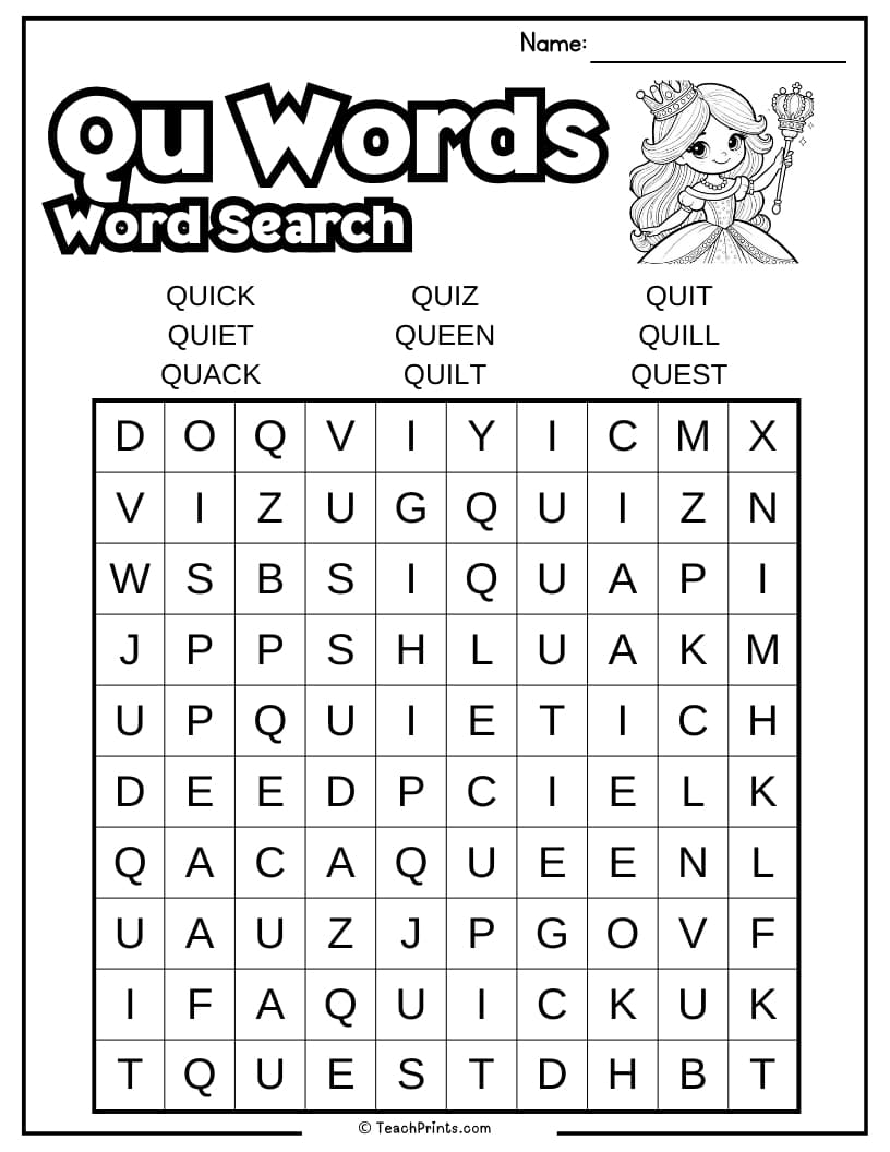 Qu Worksheets - Free PDF Printables - Teach Prints