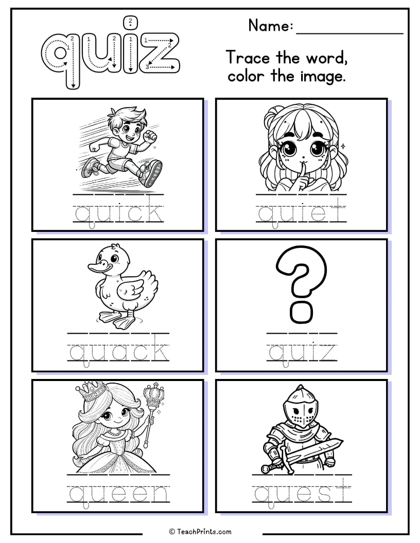 Qu Worksheets - Free PDF Printables - Teach Prints