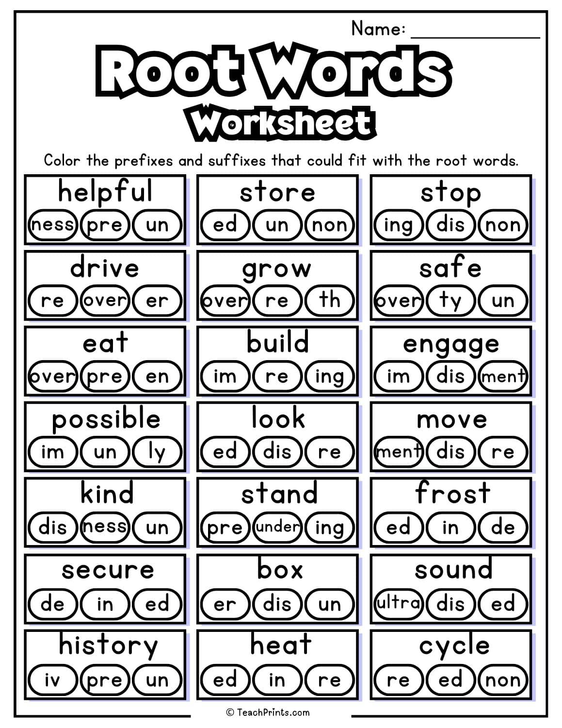 Root Words Worksheets - 8 Free PDF Printables - Teach Prints
