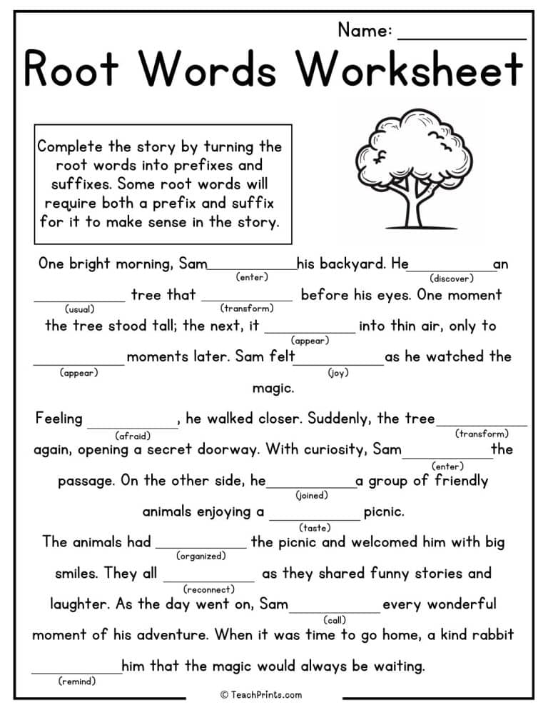 Root Words Worksheets - 8 Free PDF Printables - Teach Prints