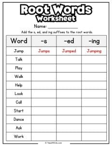 Root Words Worksheets - 8 Free PDF Printables - Teach Prints